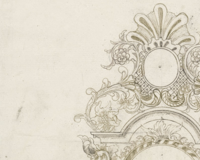 Set of Two European Medallion Drawing Art Prints / Vintage Art - Etsy