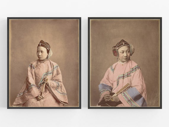 Set of Two Vintage Chinese Photo Portraits / Chinese Women Art - Etsy