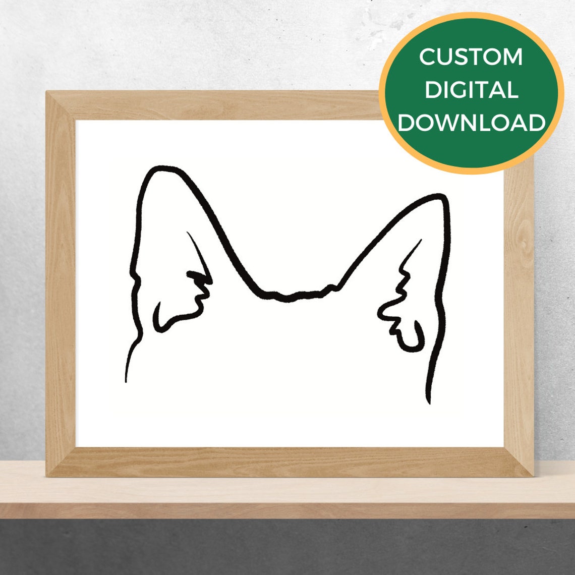 CUSTOM Cat Ear Outline Illustration - Printable Digital Download Art ...