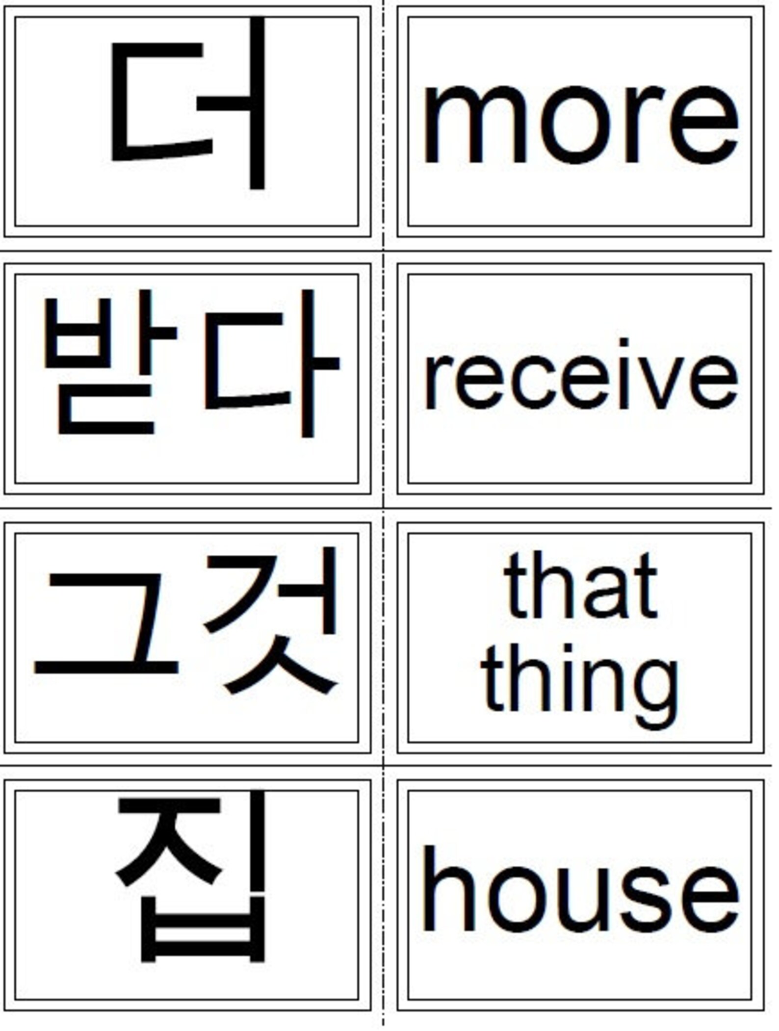 Words-1-100-korean/english - Flashcards - Etsy