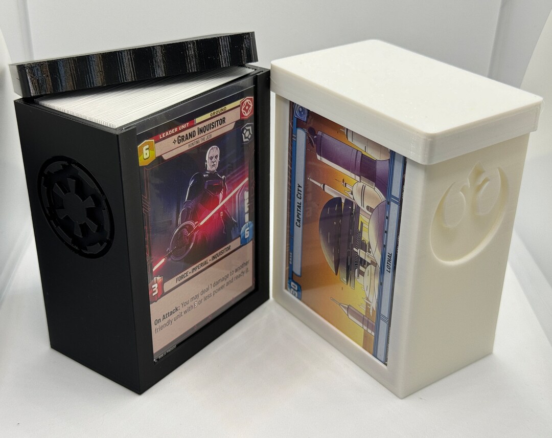 Star Wars Unlimited Imperial and Rebel Deckbox Displaying Both Base and ...