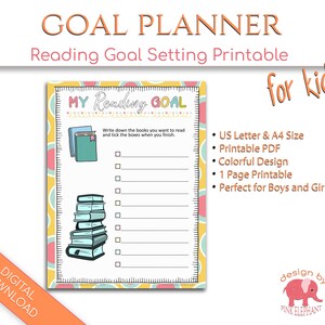 PRINTABLE Reading Planner Pages for Kids, Goal Planner Reading Journal ...