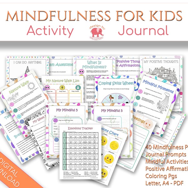 Mindfulness Guided Journal for Kids, Positive Thinking, Mental Health ...
