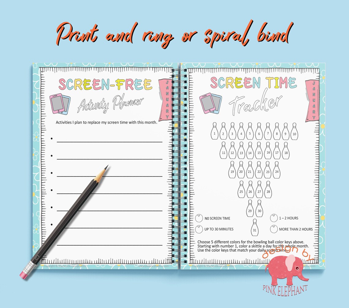 PRINTABLE Screen Time Tracker, Screen-free Goal Planner Pages for Kids ...