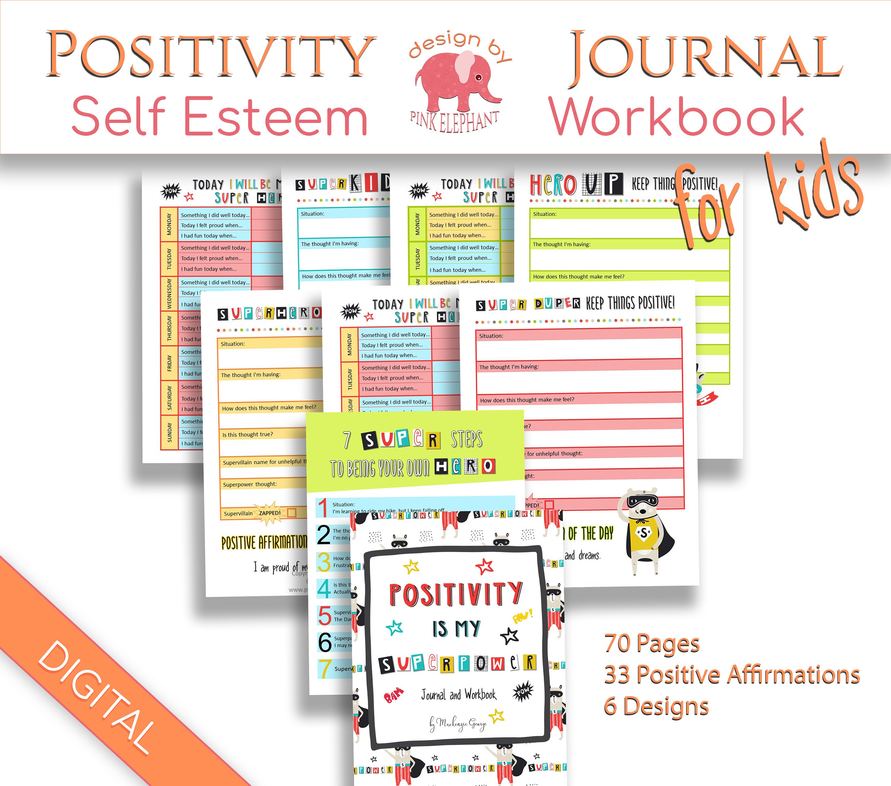 Printable Mindfulness Journal Pages & Workbook for Kids, Self Love ...