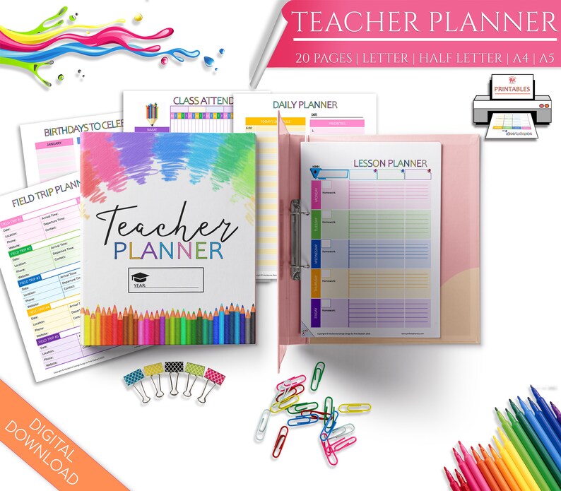 Teacher Planner Printable Academic Planner Inserts Teacher - Etsy UK