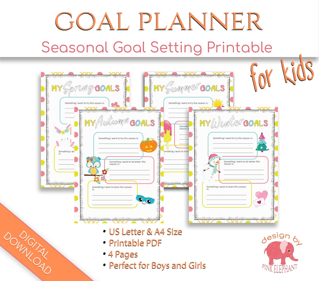PRINTABLE Goal Setting Seasonal Planner Pages for Kids, Goal Planner ...