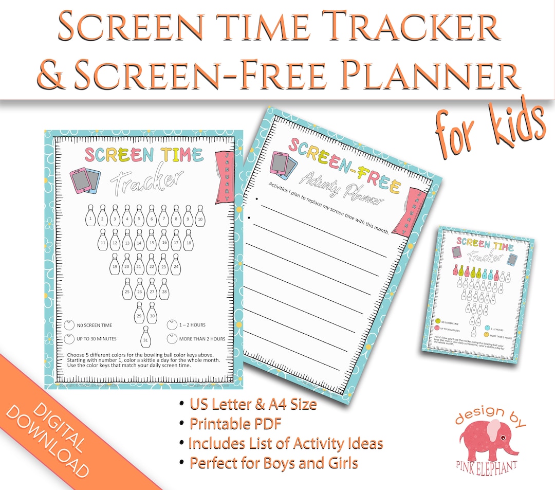 PRINTABLE Screen Time Tracker, Screen-free Goal Planner Pages for Kids ...