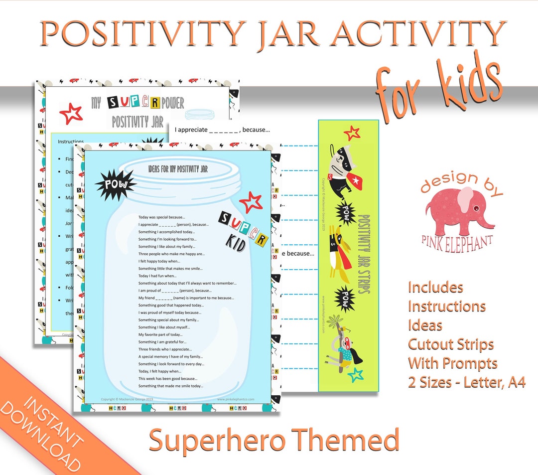 Kids Mindfulness Positivity Jar Activity Printable, Positive ...