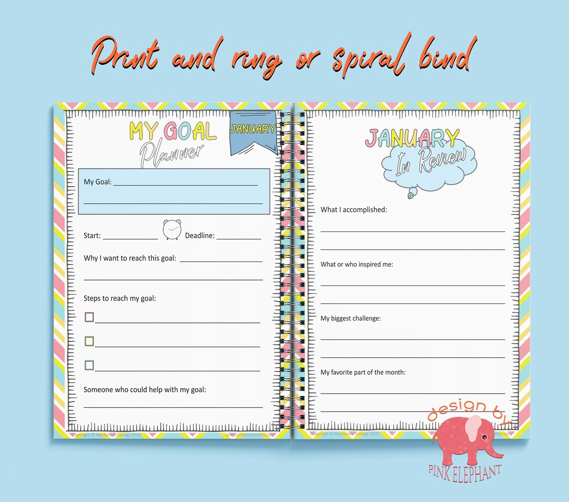 Goal Planner Journal Kit for Kids Printable Planner Pages - Etsy