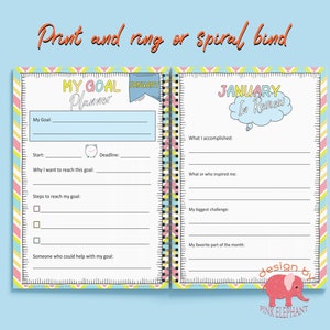 Goal Planner Journal Kit for Kids, Printable Planner Pages, Undated ...