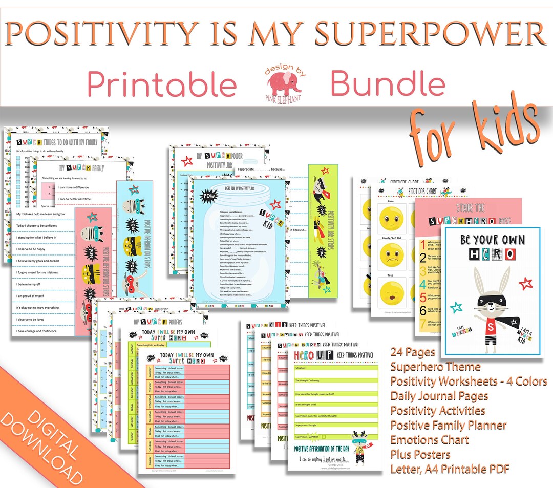 Kids Mindfulness Bundle, Positive Affirmation & Self Love Activities ...