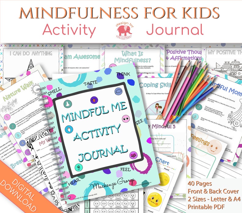Kids Mindfulness Journal Pages, Mental Health Mindfulness Workbook ...