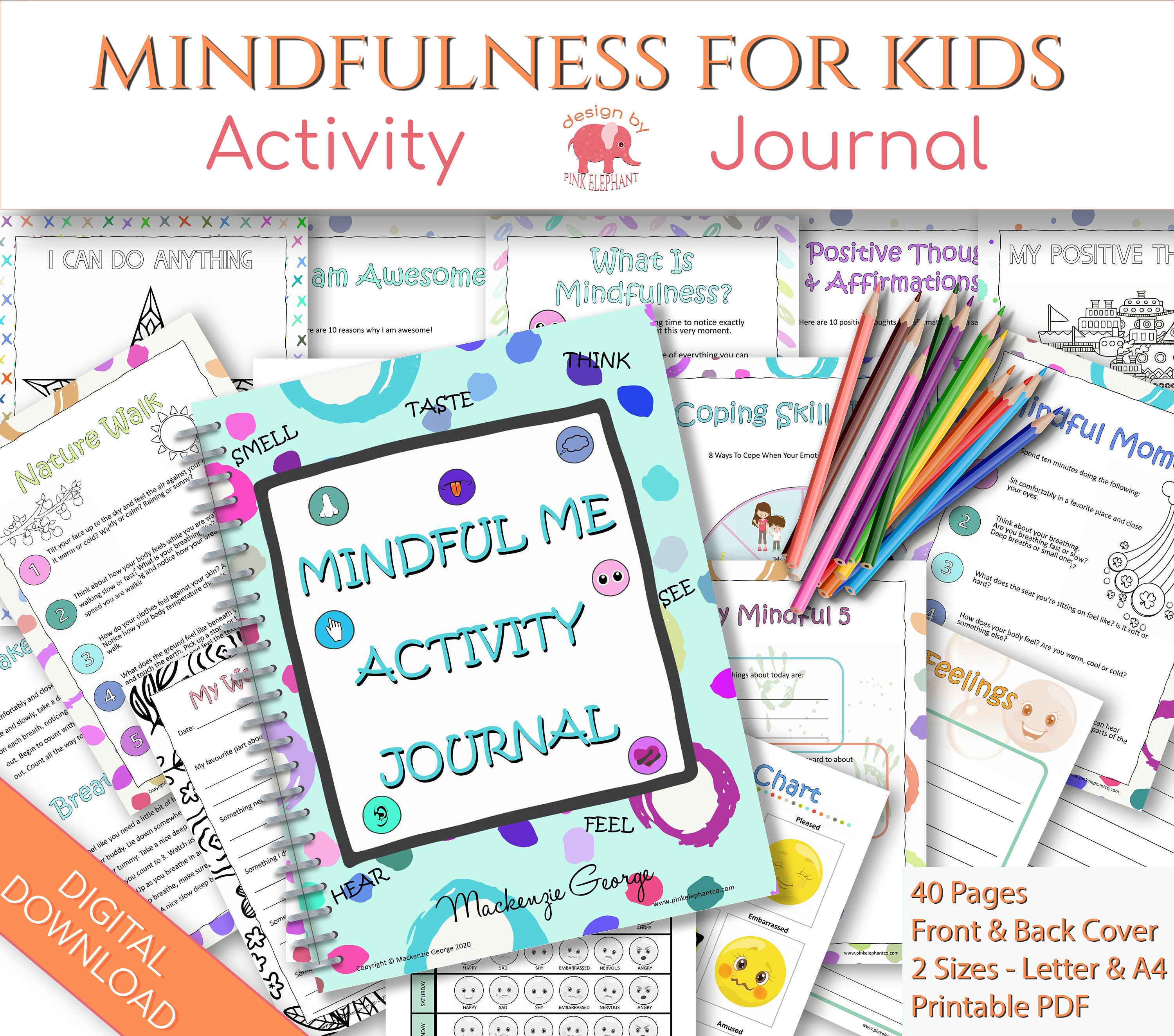 Kids Mindfulness Journal Pages Mental Health Mindfulness - Etsy