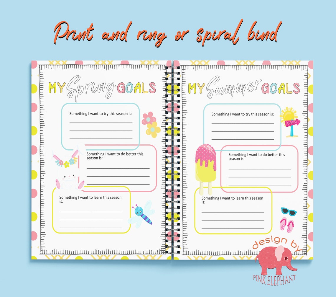Goal Planner Journal Kit for Kids, Printable Planner Pages, Undated ...