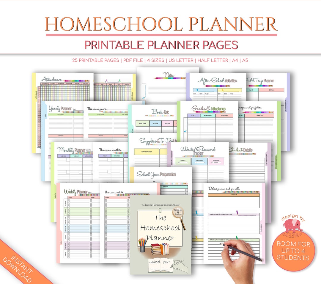 Homeschool Planner Printable, Homeschool Mom Academic Planner ...