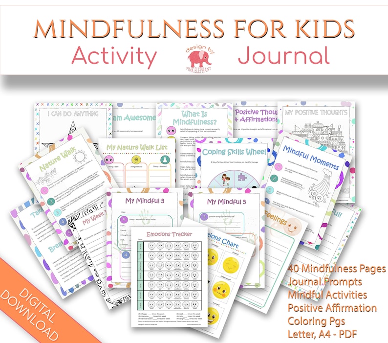 Kids Mindfulness Journal Pages, Mental Health Mindfulness Workbook ...