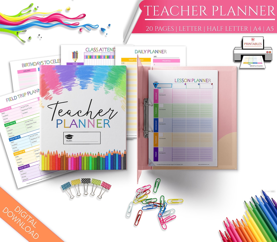 Teacher Planner Inserts, Teacher Classroom Big Happy Planner Pages ...