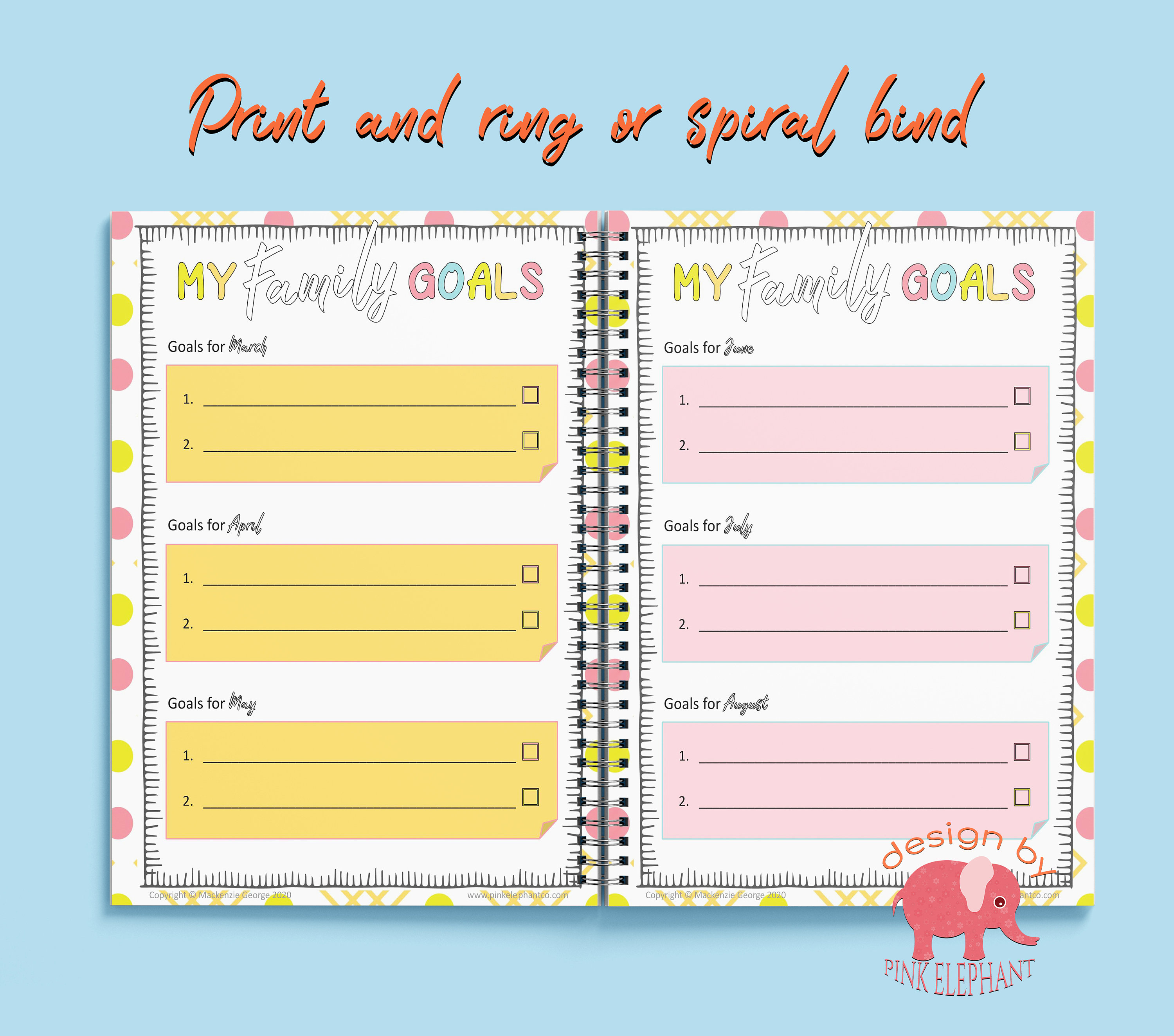 Goal Printable Family Planner for Kids, Monthly Planner Pages With ...