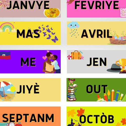 The Months in Haitian Creole Mwa Yo - Etsy