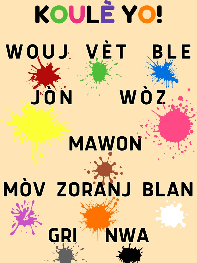 The Colors in Creole Poster (koule Yo an Kreyol) - Etsy