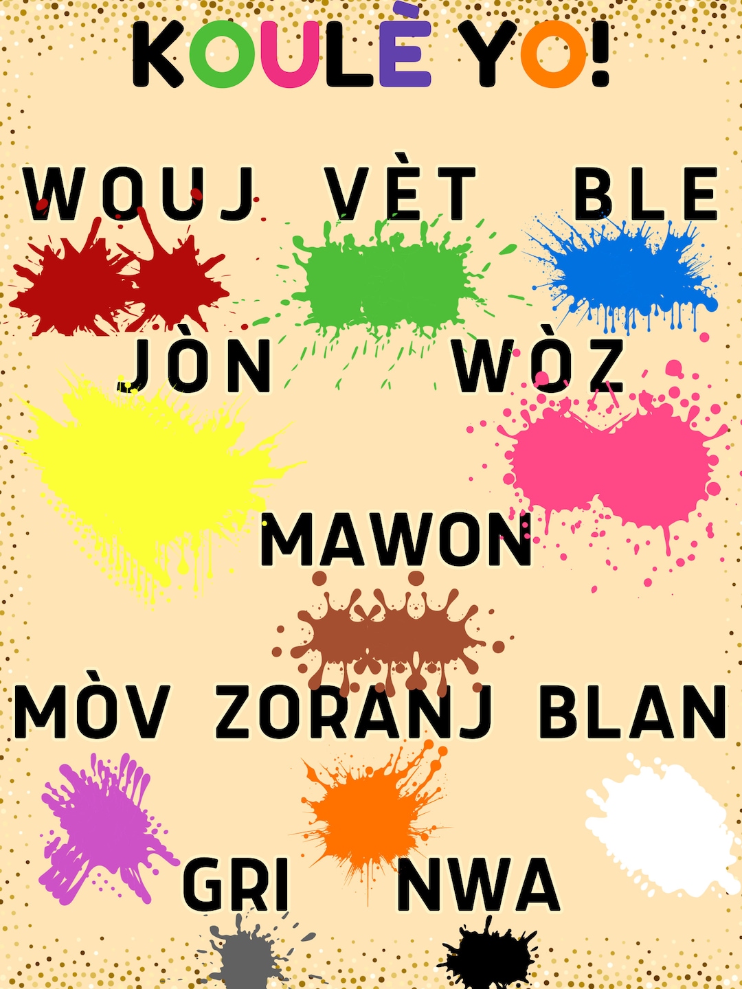 The Colors in Creole Poster (koule Yo an Kreyol) - Etsy