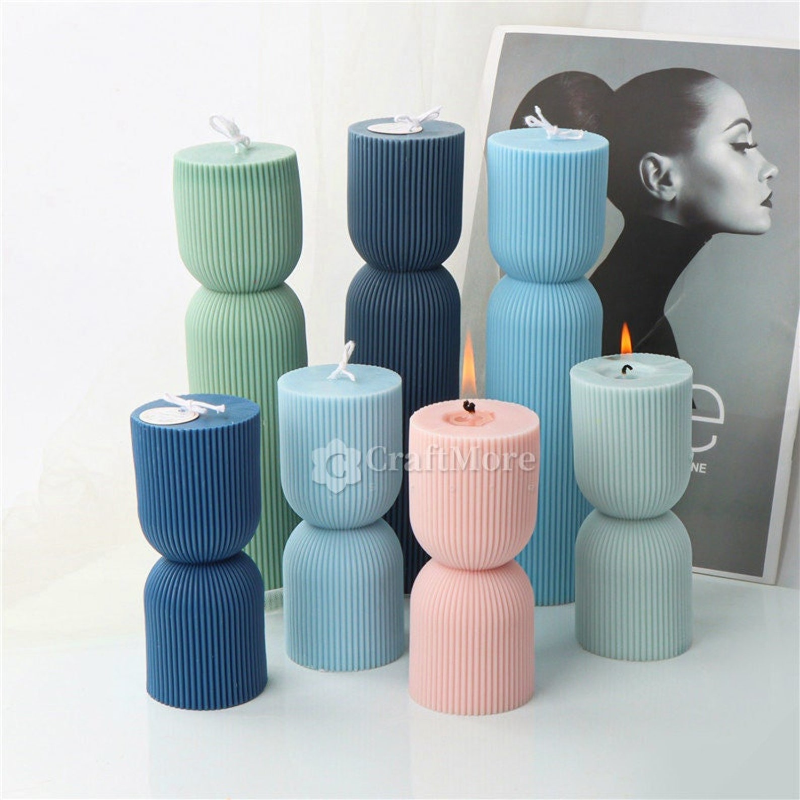Striped Cylinder Candle Mold-double Layer Striped Pillar Candle ...