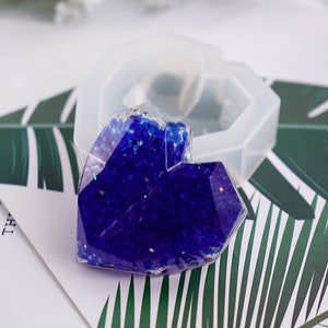 Diamond Heart Mold-heart Silicone Mold-heart Resin Mold-faceted Heart ...