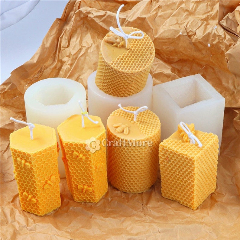 Bee Candle Mold-honeycomb Candle Silicone Mold-pillar Candle - Etsy