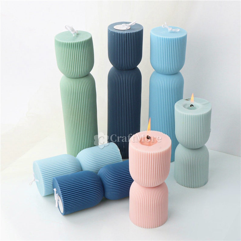 Striped Cylinder Candle Mold-double Layer Striped Pillar Candle ...