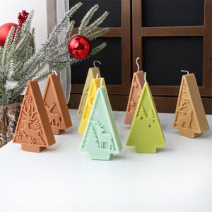 Simple Christmas Tree Candle Silicone Mold-embossed Elk/polar Bear/moon ...
