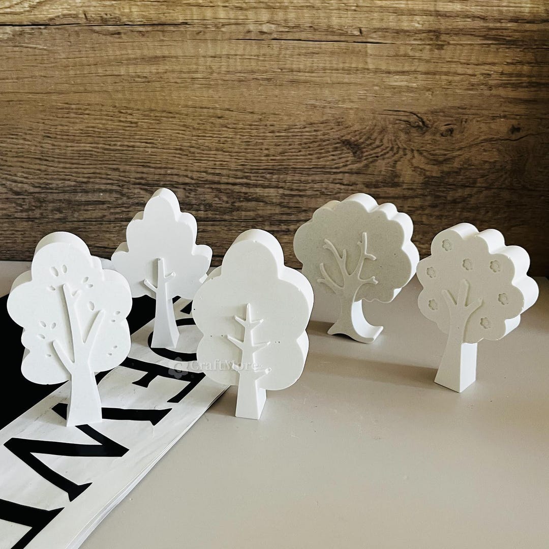 5 Styles Tree Silicone Molds-simple Tree Candle Mold-diy Forest Tree ...