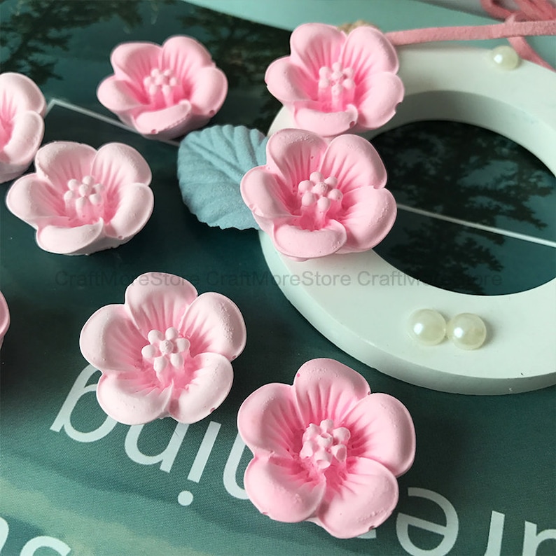 Six-hole Sakura Resin Molds Aromatherapy Wax Decorative Flower Silicone ...