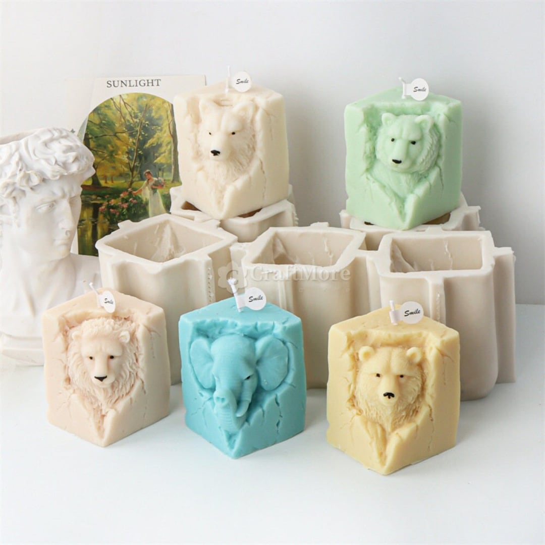 5 Kinds Wild Animals Candle Mold-silicone Mold for Candle Making-lion ...