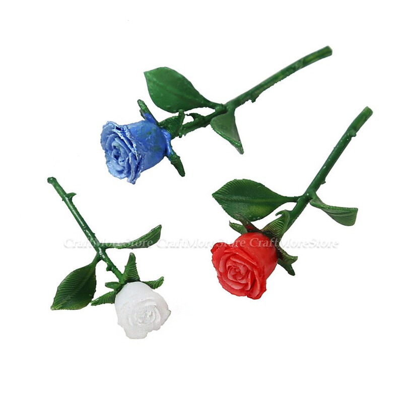 Miniature White Rose Model-resin Craft Filler-romantic Plastic Rose ...