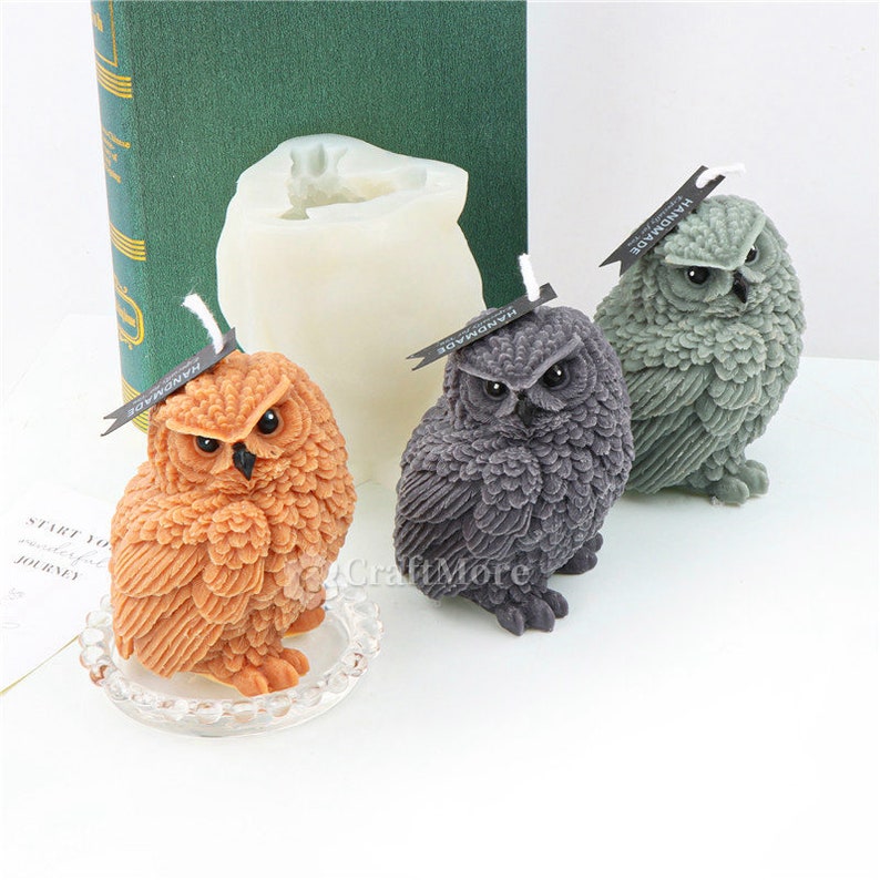 Cute Tilted Owl Candle Silicone Mold-tilted Owl Scented Pillar Candle ...