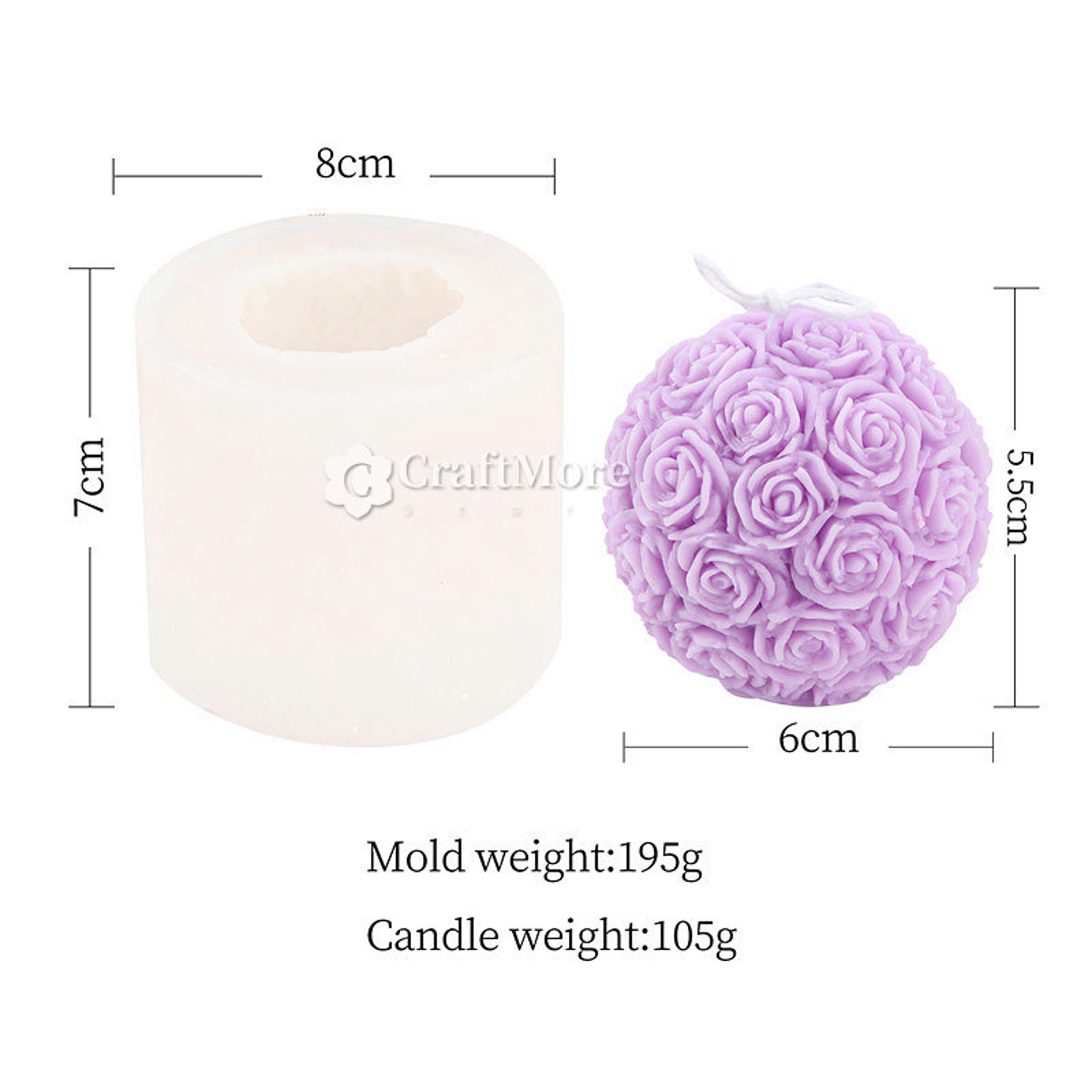 Rose Flower Ball Candle Mold-rose Sphere Candle Silicone Mold-flower ...