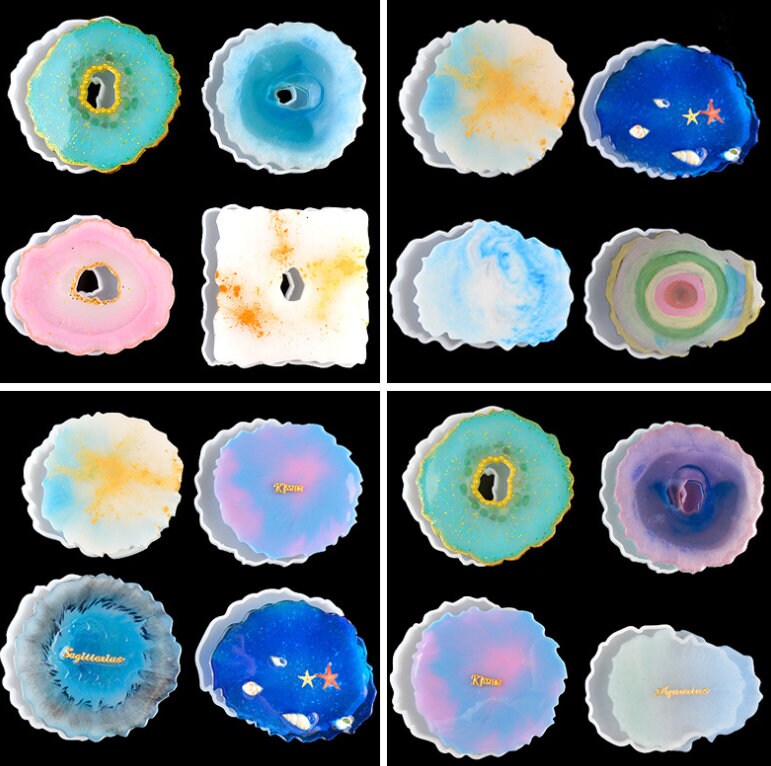 9 styles irregular silicone coaster mold-wave coaster resin | Etsy