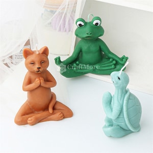 Cute Zen Animal Candle Molds-meditating Animal Silicone Mold-turtle ...