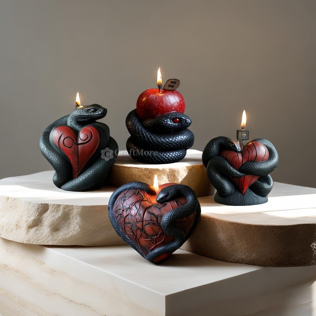 Embossed Snake Candle Silicone Mold-snake Heart Candle Mold-scented ...