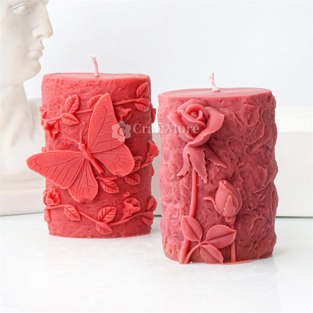 Flower Candle Mold-rose Pillar Candle Silicone Mold-butterfly Vine ...
