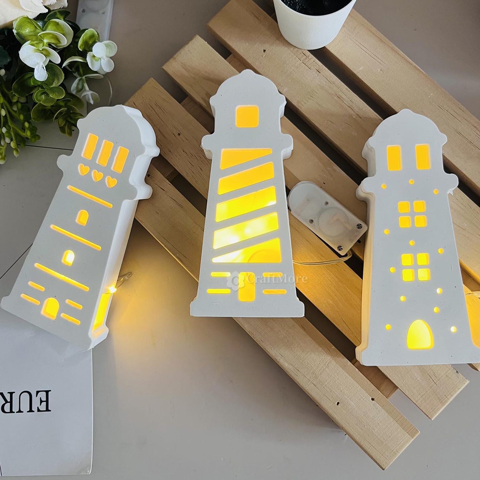 Hollow Lighthouse Silicone Mold-led Light Box Concrete Mold-light House ...