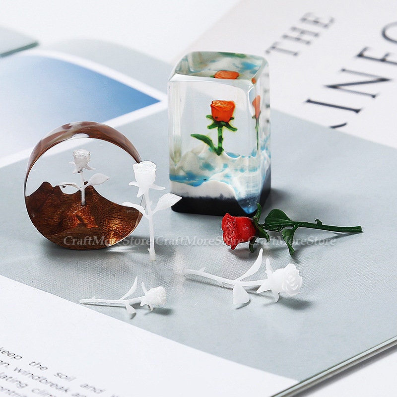 Miniature White Rose Model-resin Craft Filler-romantic Plastic - Etsy