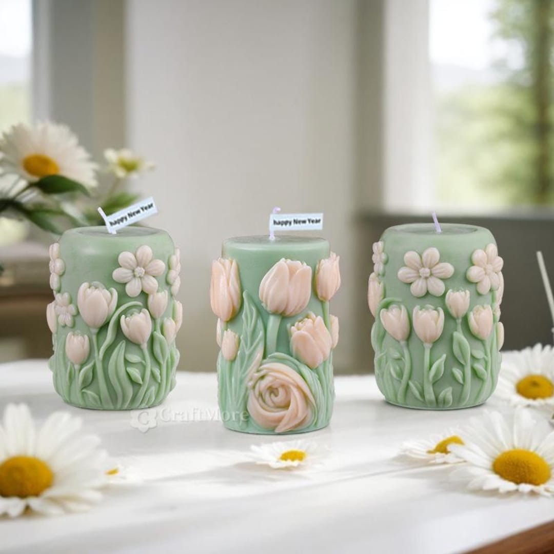 Embossed Flower Candle Mold-silicone Mold for Candle Making-flower ...