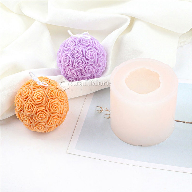 Rose Flower Ball Candle Mold-rose Sphere Candle Silicone Mold-flower ...