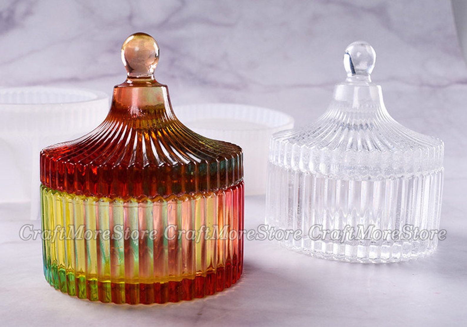 Silicone Box Mold-jewelry Box Resin Molds-creative Large Round Striped ...