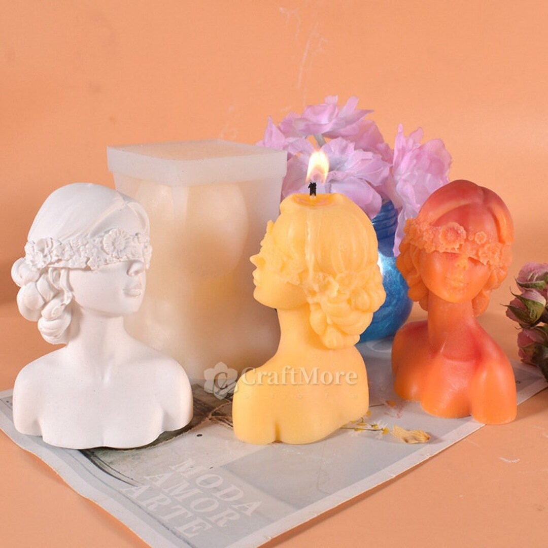 Blindfolded Girl Candle Mold-young Girl Candle Silicone Mold-flower and ...