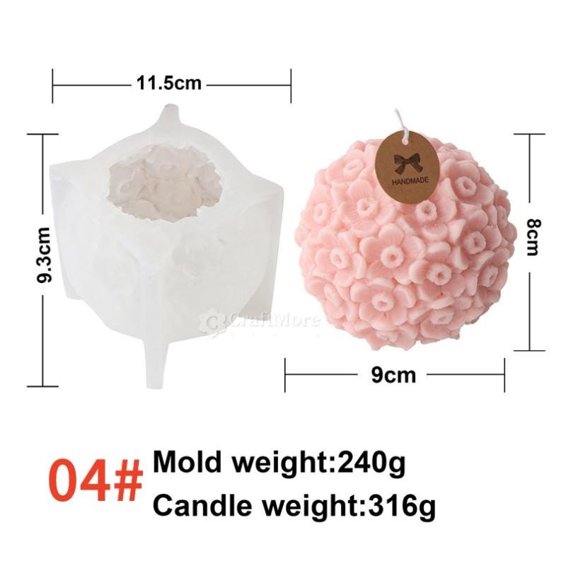 6 Styles Flower Sphere Candle Molds-silicone Flower Mold-lily/daisy ...