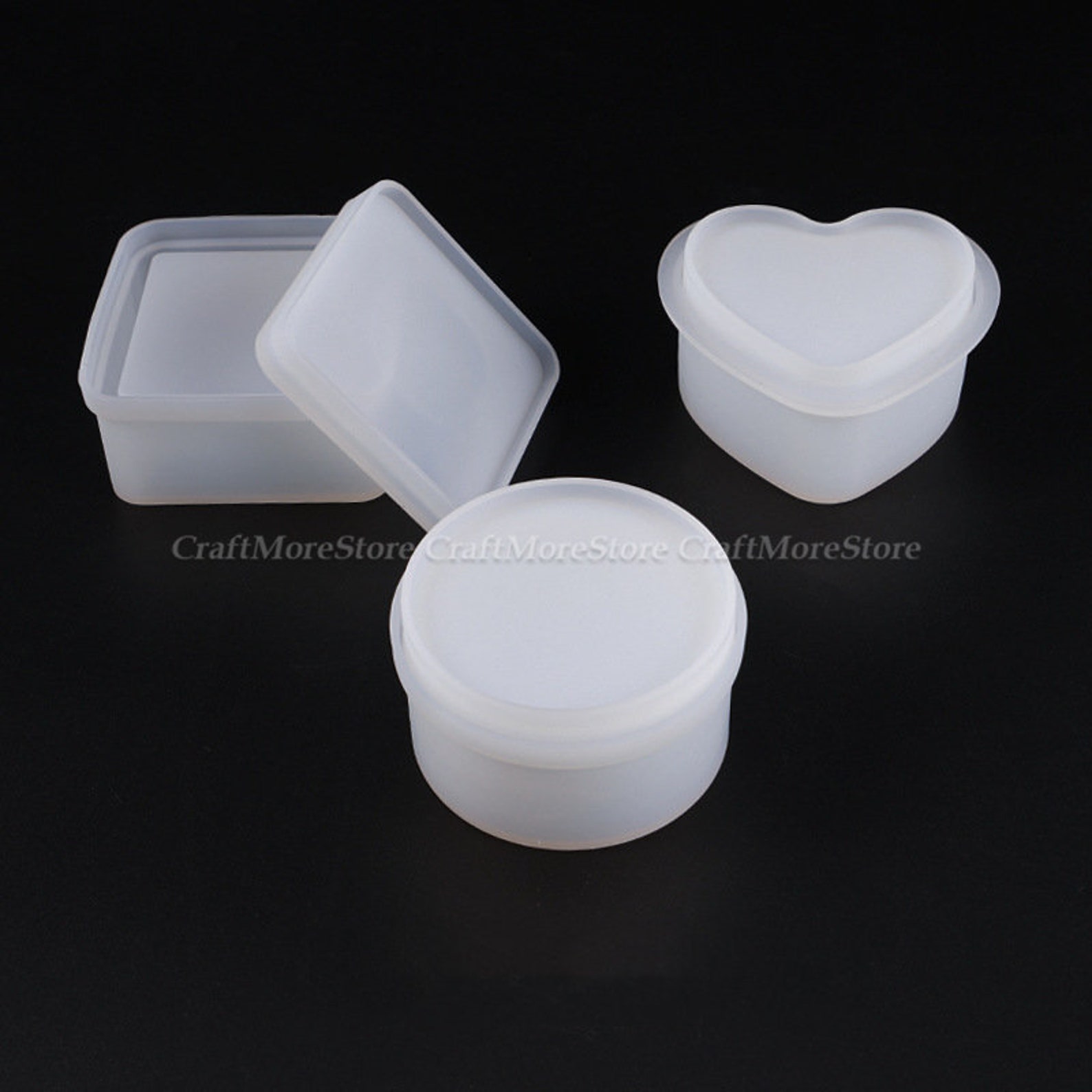 3 Styles Silicone Storage Box Mold-heart Shaped Box Mold-square Jewelry ...