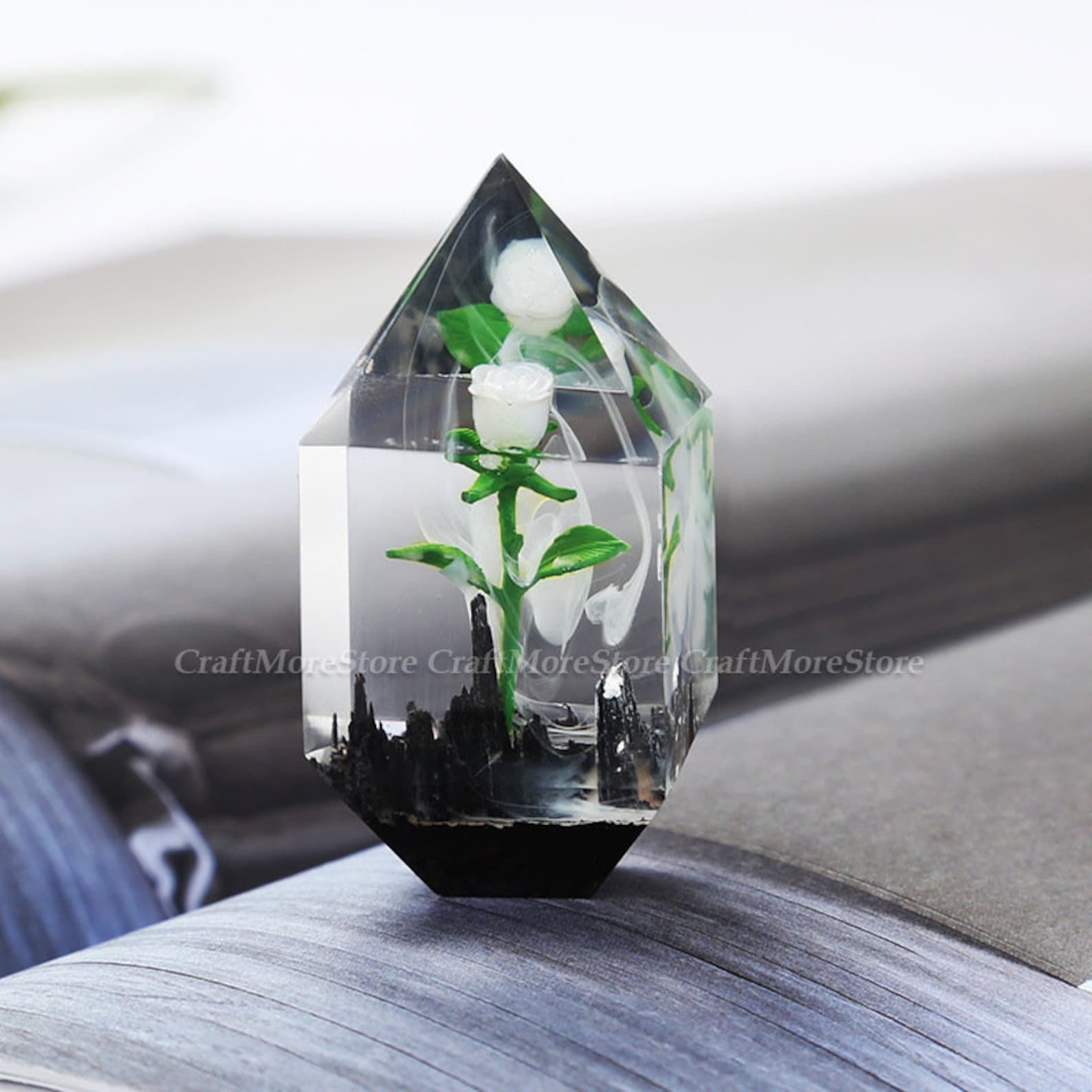 Miniature White Rose Model-resin Craft Filler-romantic Plastic - Etsy